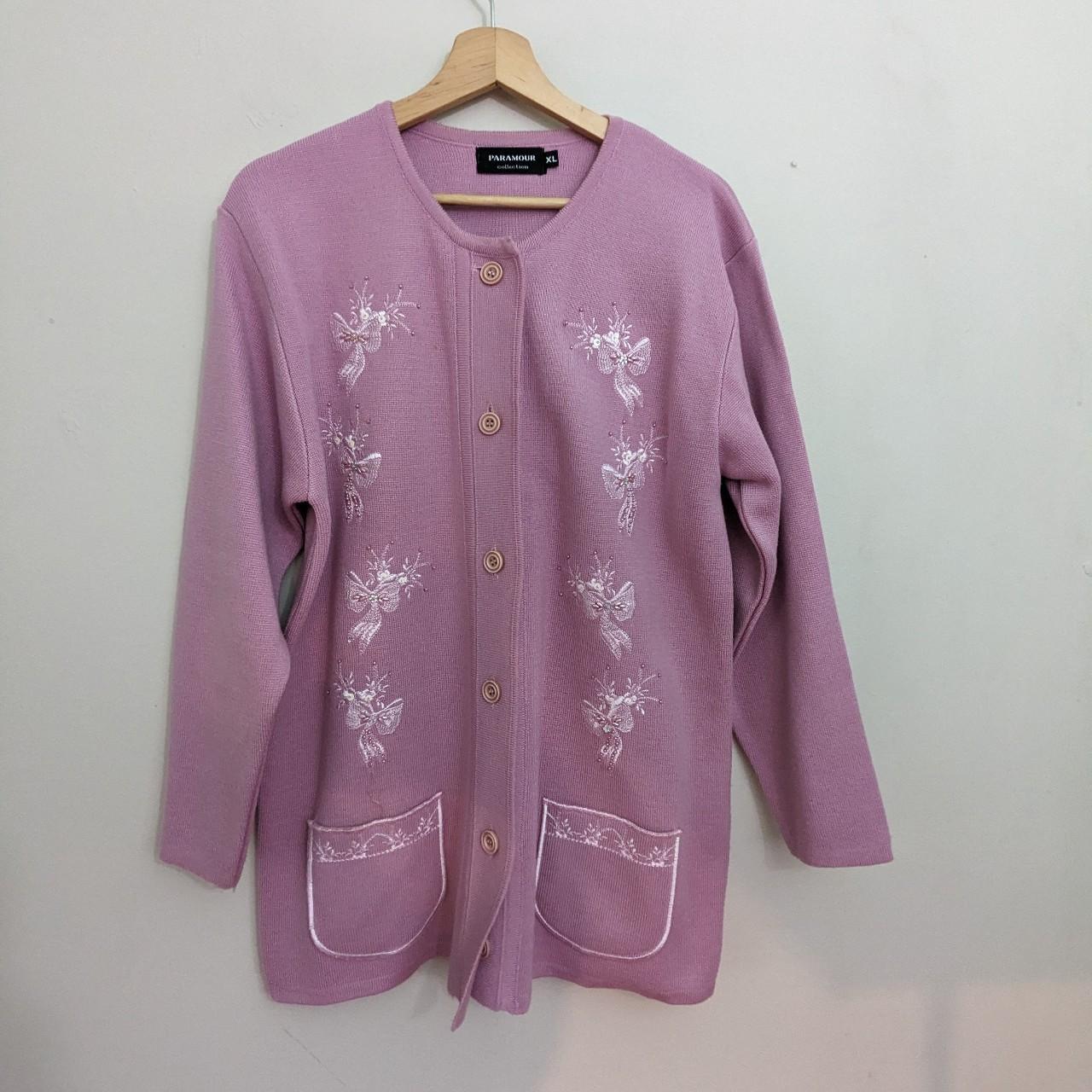 Vintage 'Paramour Collection' Pink Cardigan /... - Depop