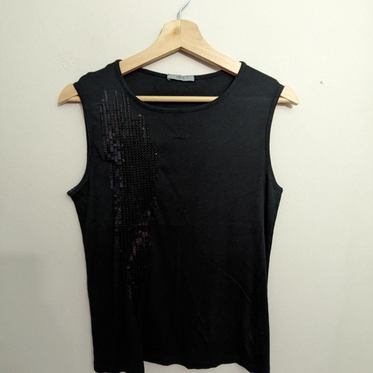 Y2K Marks And Spencer Black Sequin Detail Vest Size... - Depop