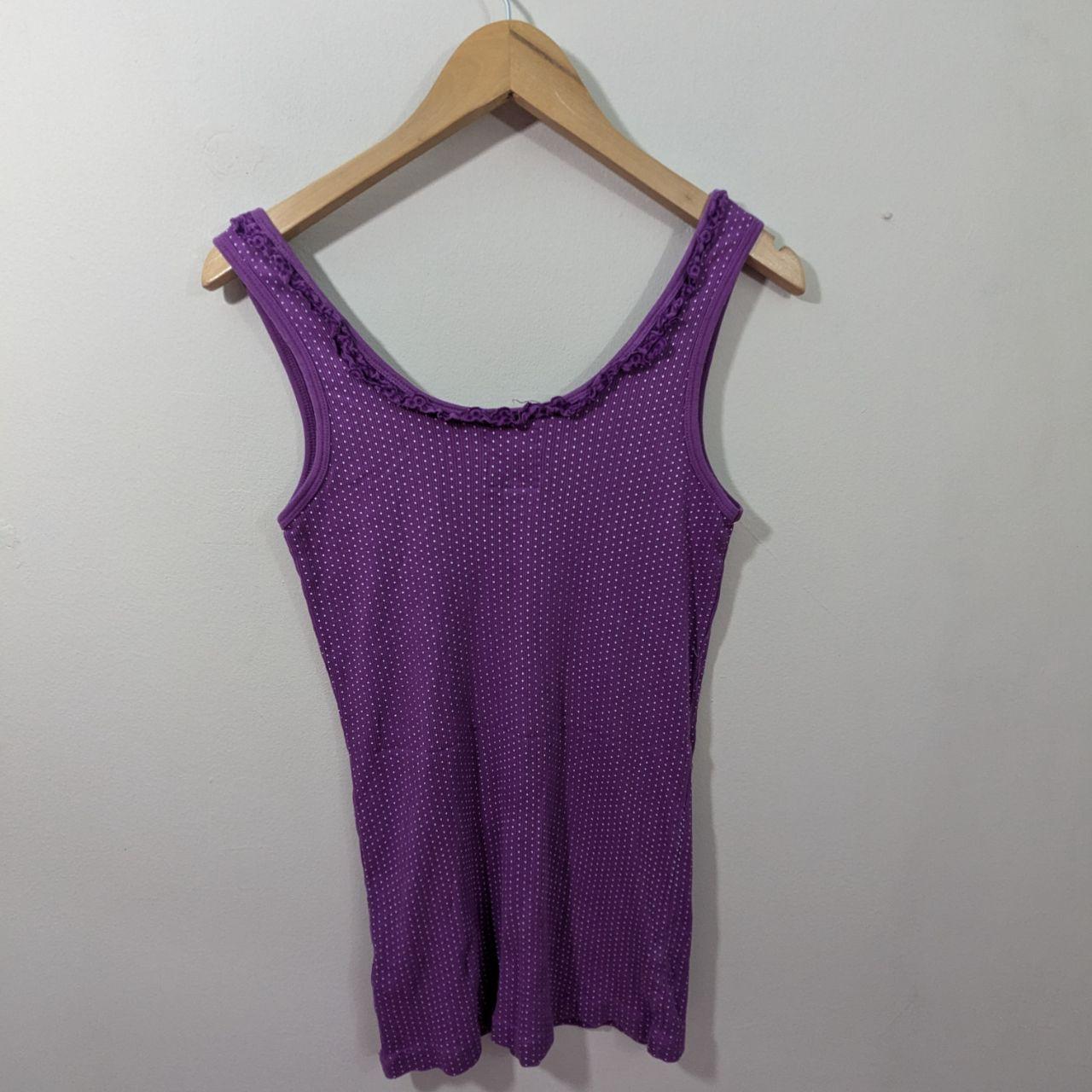 Y2K Purple Frilly Vest - Polka Dot - Retro New Look... - Depop