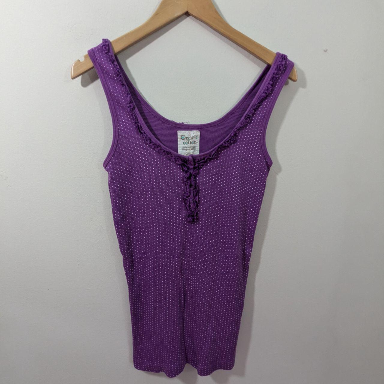 Y2K Purple Frilly Vest - Polka Dot - Retro New Look... - Depop