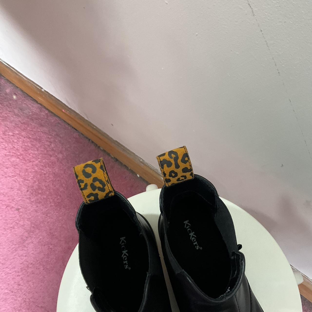 Black Kickers ankle chunky boots with leopard print... | Depop