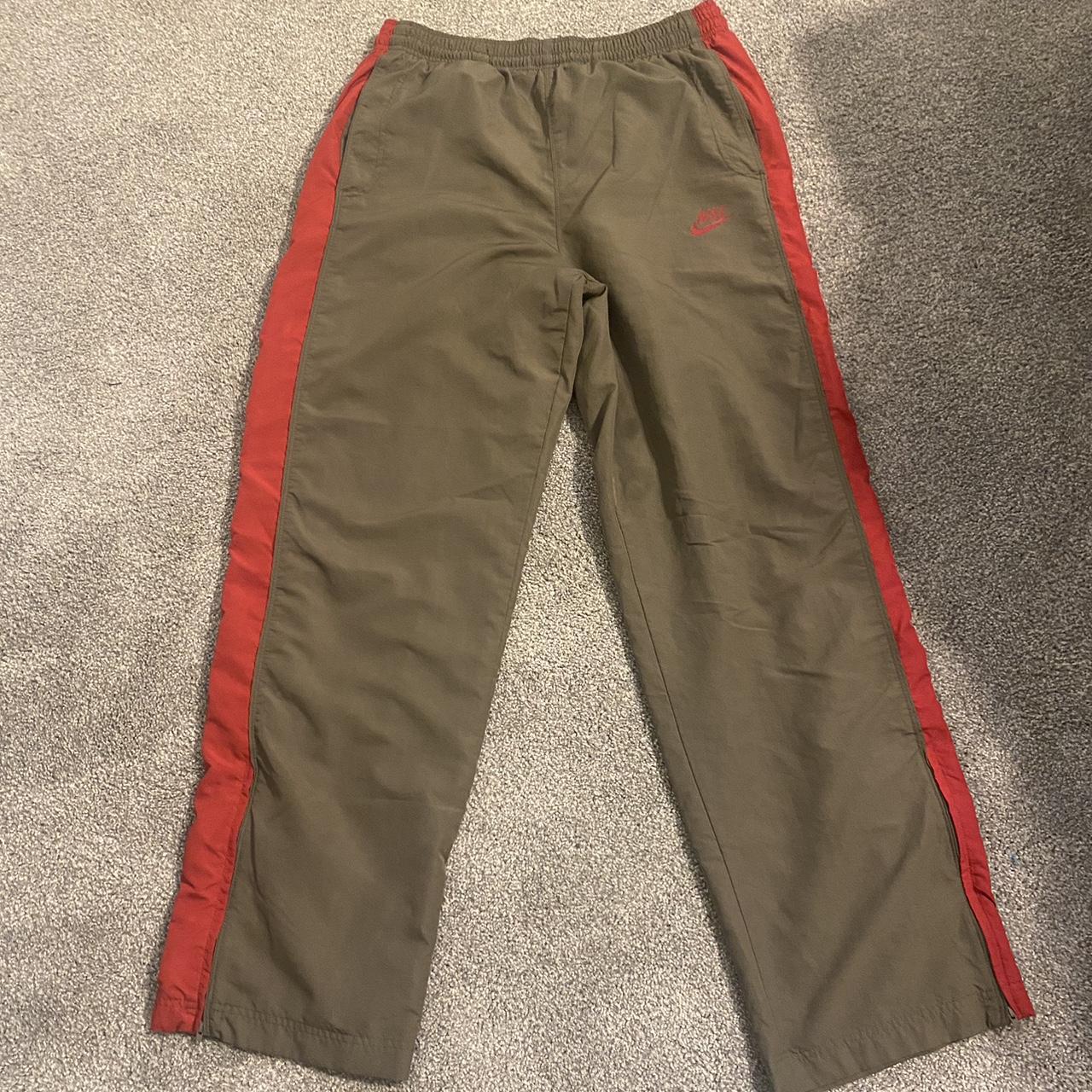 Nike Men's Khaki and Red Trousers | Depop