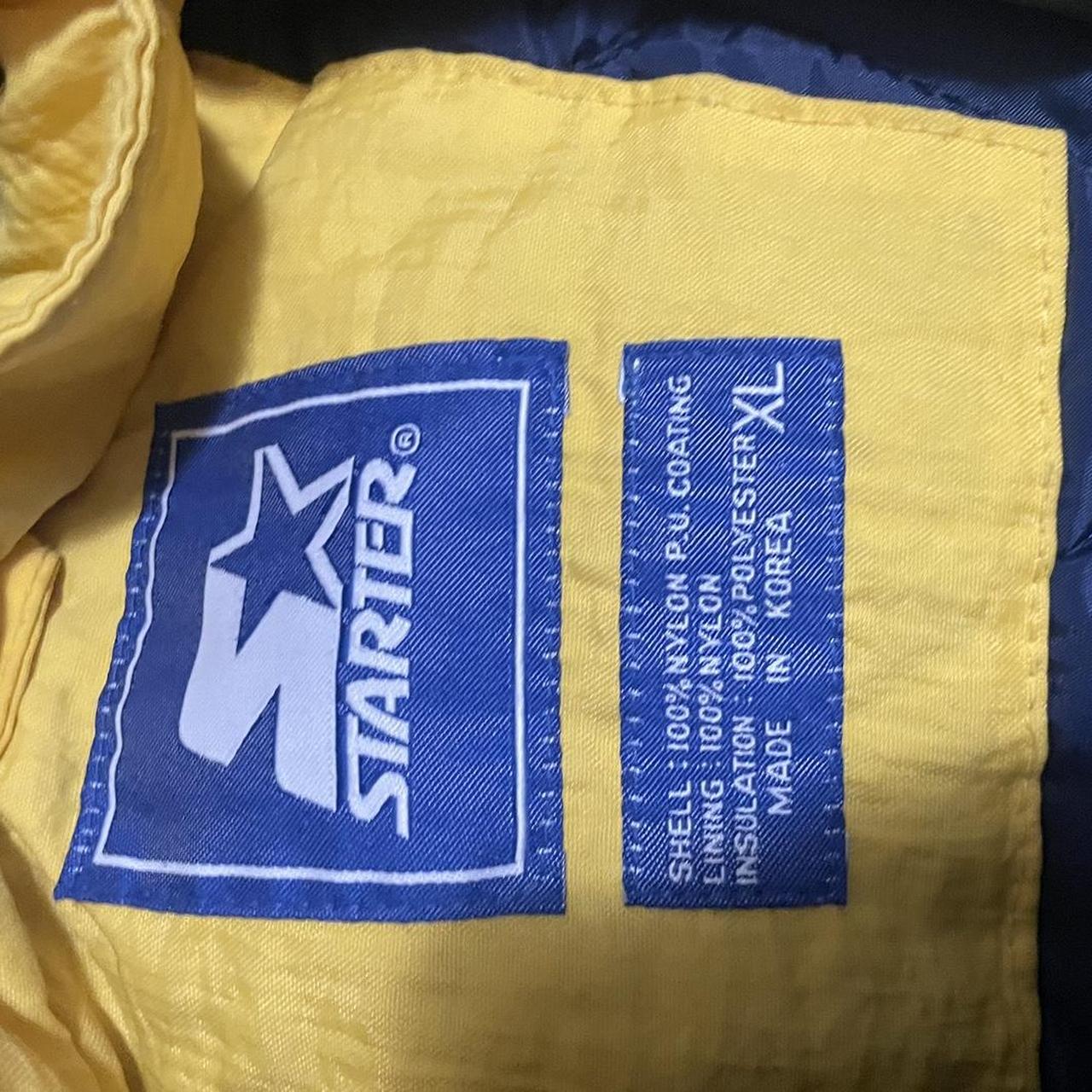 Vintage Navy and yellow Cal Berkeley Starter Jacket... - Depop