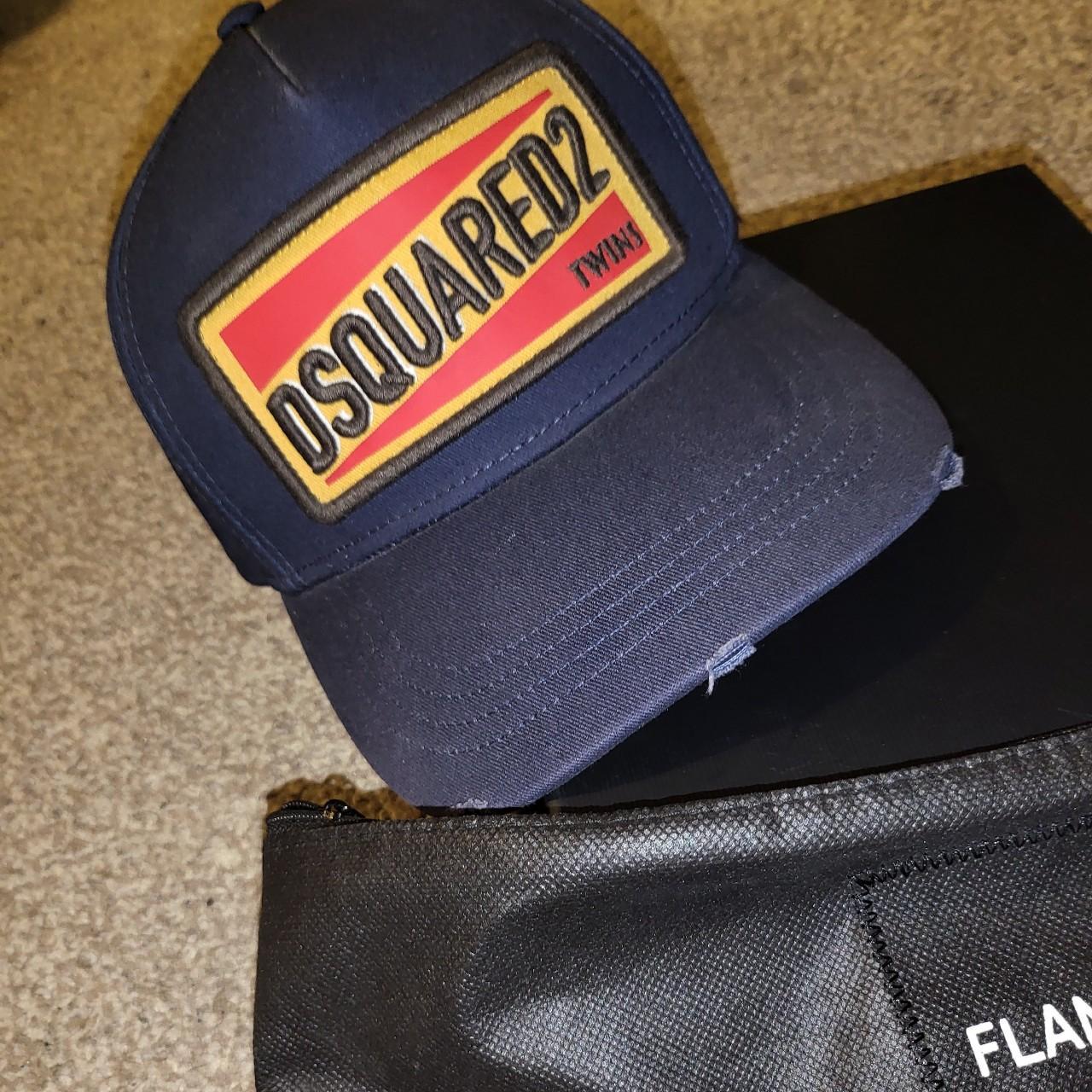 DSQUARED2 Gabardine Caten Baseball Cap Navy... - Depop