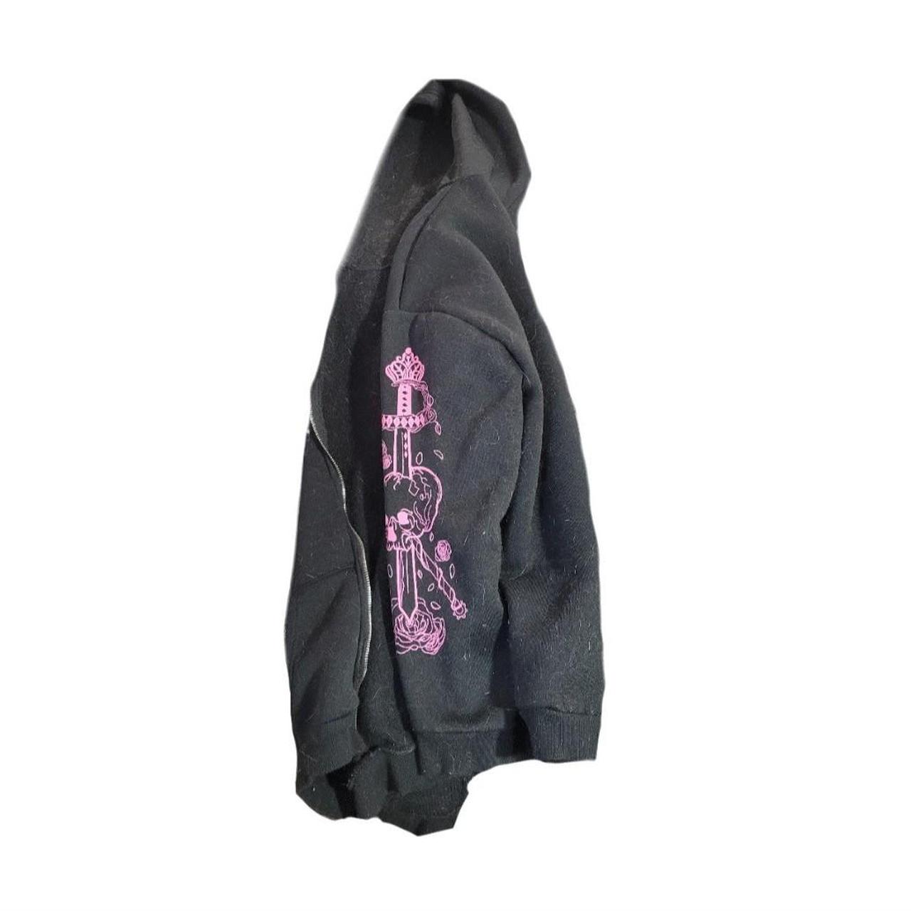 super cute black zipup with pink designs on... - Depop