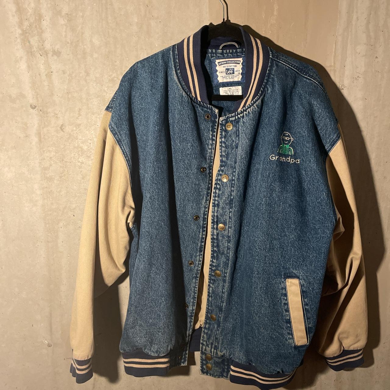 Vintage Lee Denim Varsity Jacket - Depop