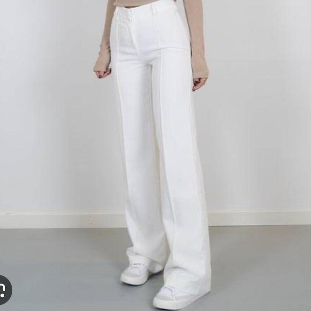 Venderbys white Vera wide leg pants Size Small... - Depop
