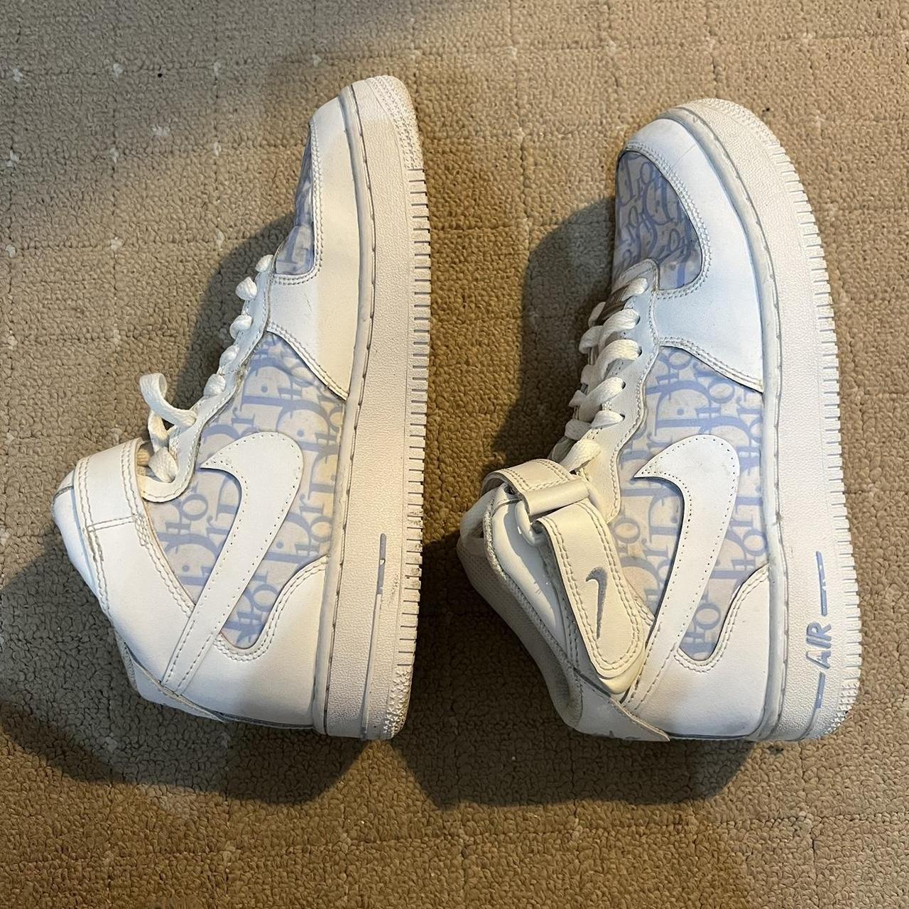Custom Air Force 1 - high tops Baby blue... - Depop