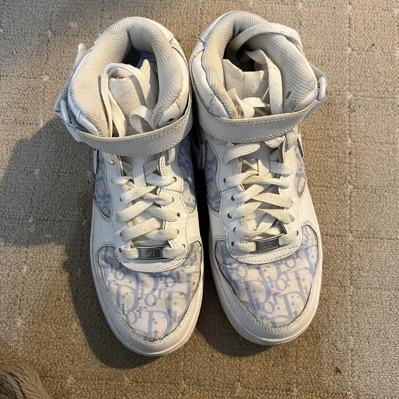 Custom Air Force 1 - high tops Baby blue... - Depop