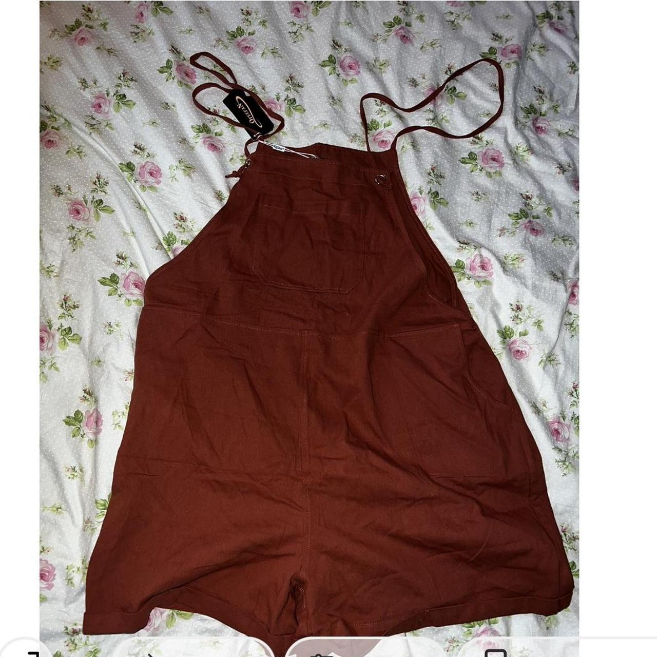 Super cute burnt orange overalls with adjustable... | Depop