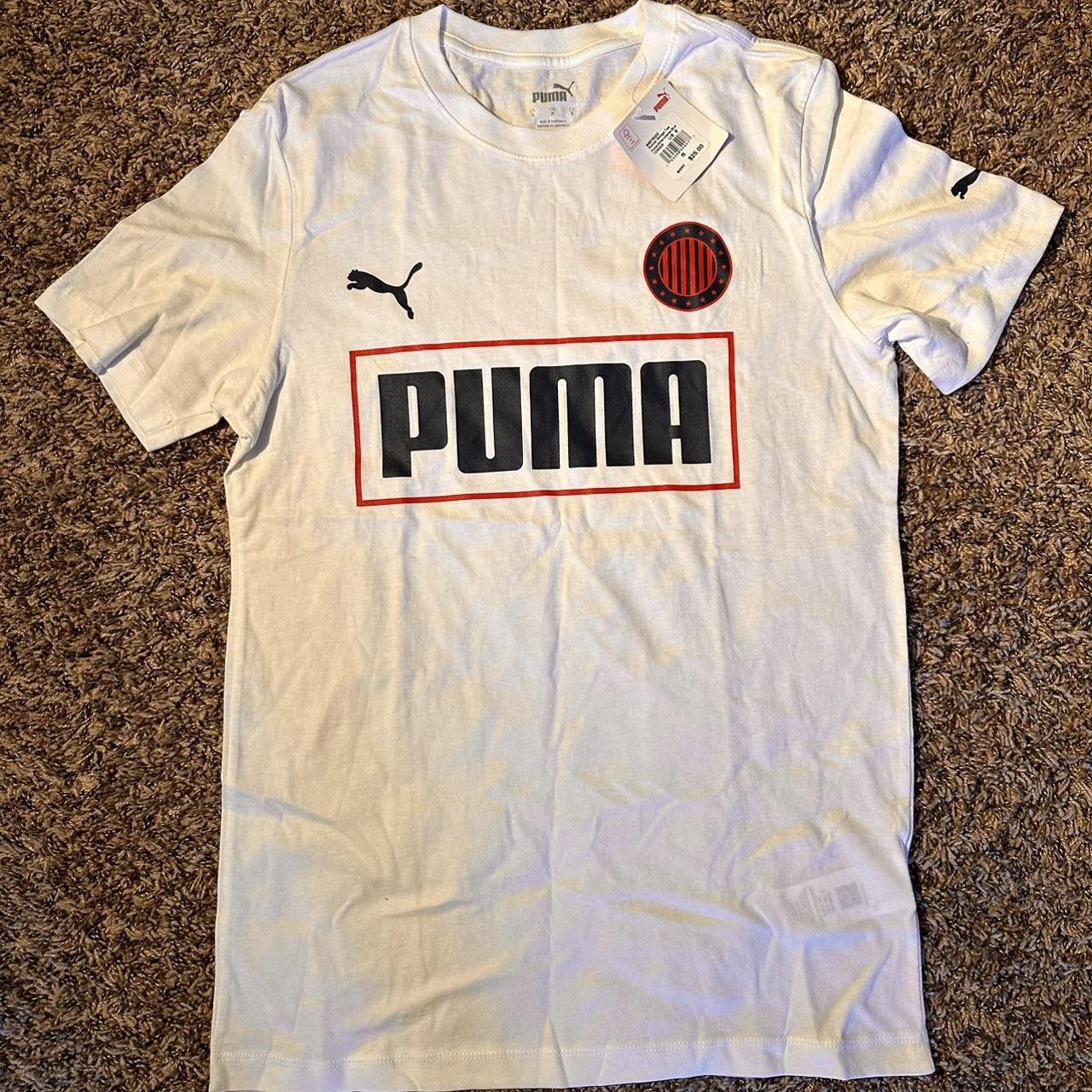 White-intense puma shirt - Depop