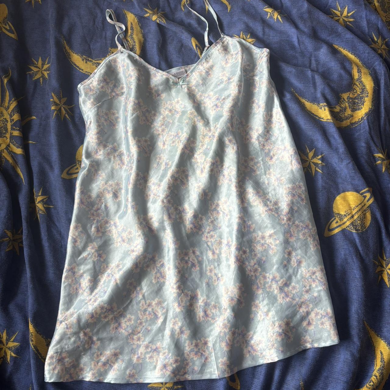 🧊 Blue and pink pastel floral cherry blossom slip... | Depop