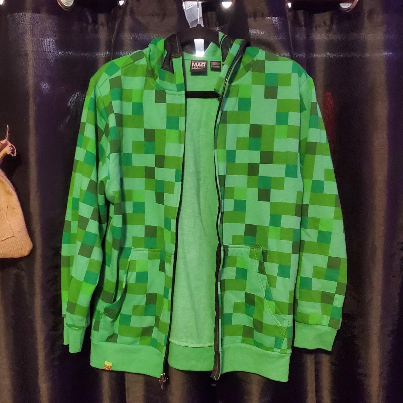 Minecraft creeper zip up hoodie size kids XL, fits... - Depop