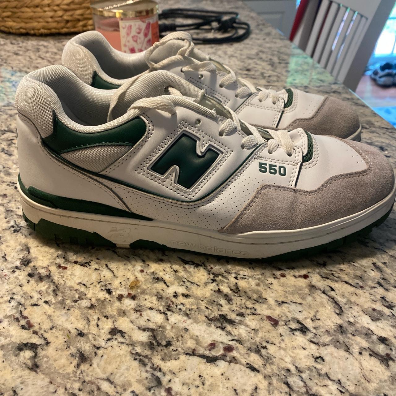 New Balance Men's Green and White Trainers | Depop