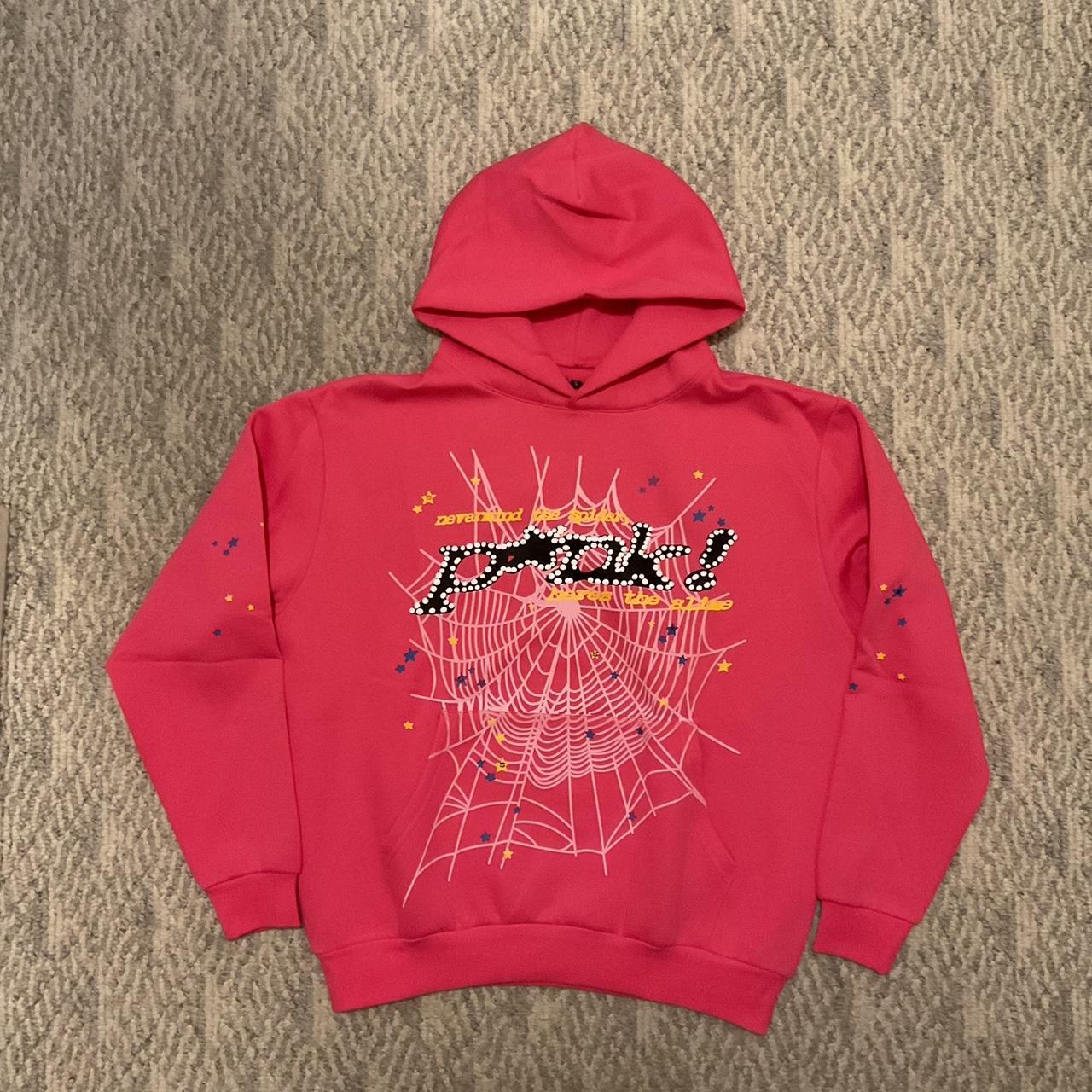 Pink Sp5der punk hoodie Brand New Size Large Message... - Depop
