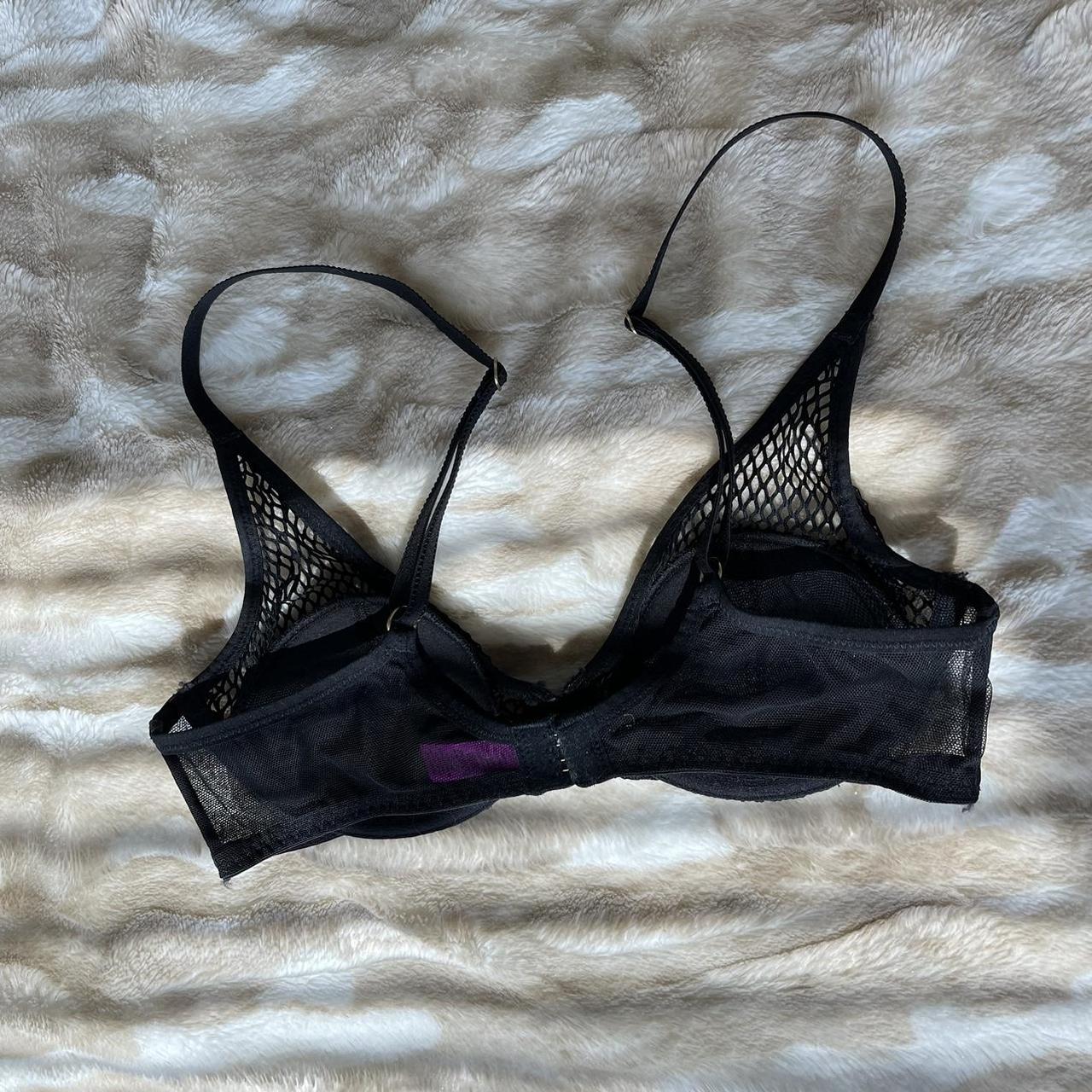 LAgence Agent Provocateur Black Mesh Net Bra Size:... - Depop