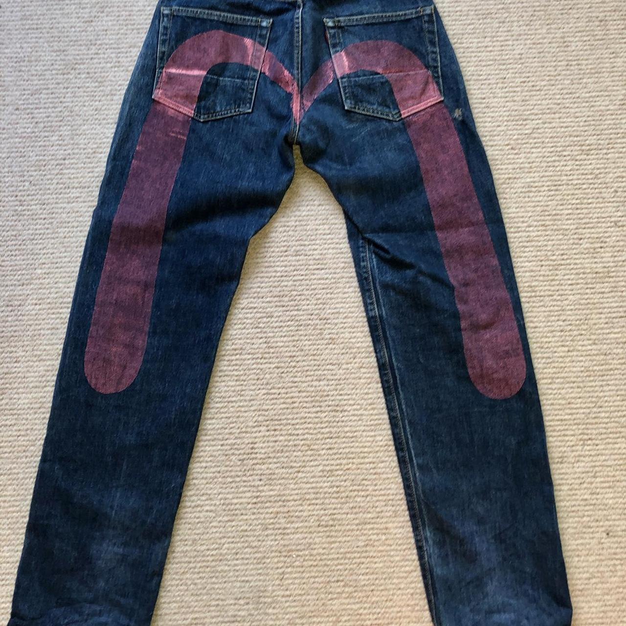 sick pink evisu jeans 100% authentic will accept offers - Depop