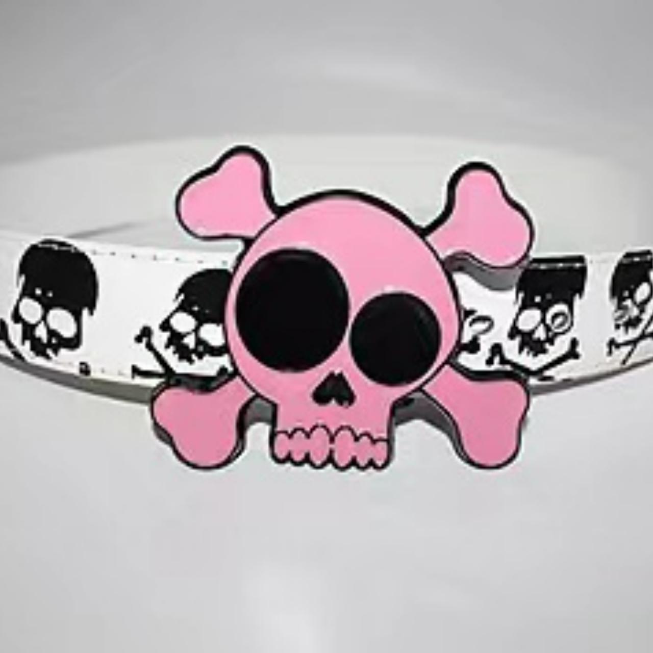 cute pink skull belt, summer concert belt, skull... | Depop