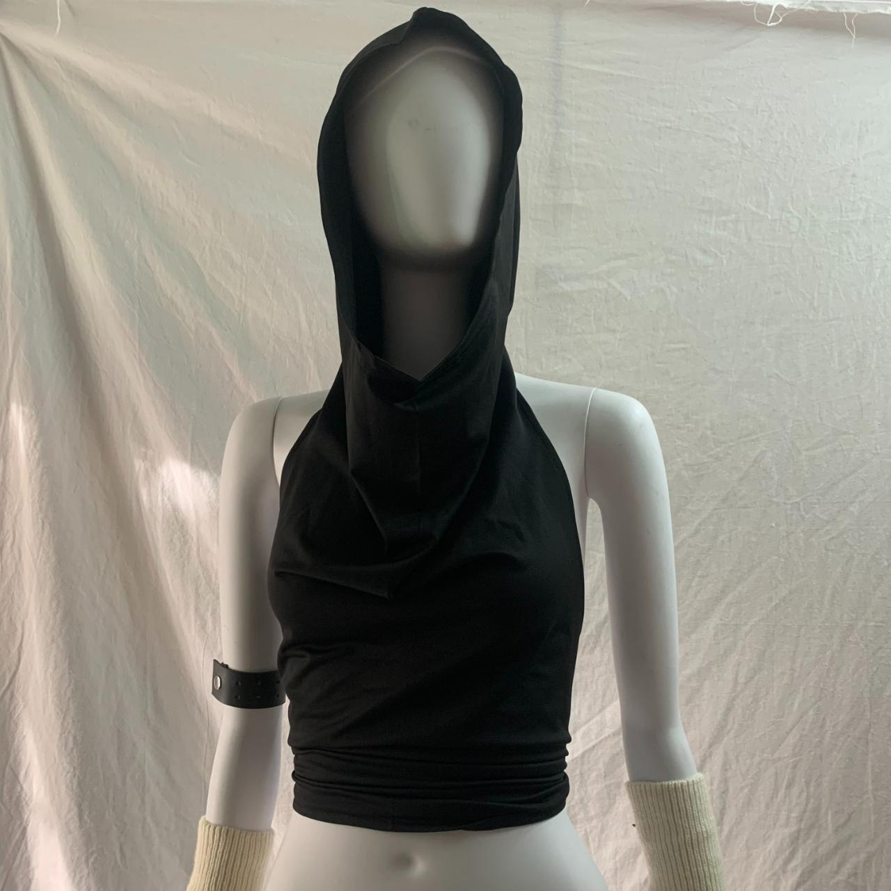 Y2k Grunge top, y2k backless hooded crop top( top... - Depop