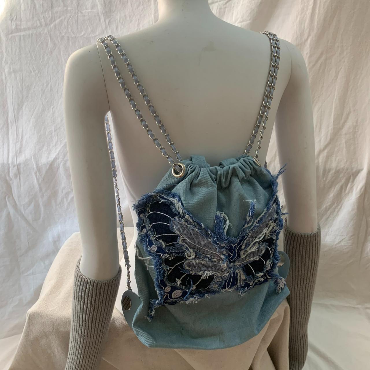 y2k CUTE denim butterfly backpack, dopamine outfit... - Depop