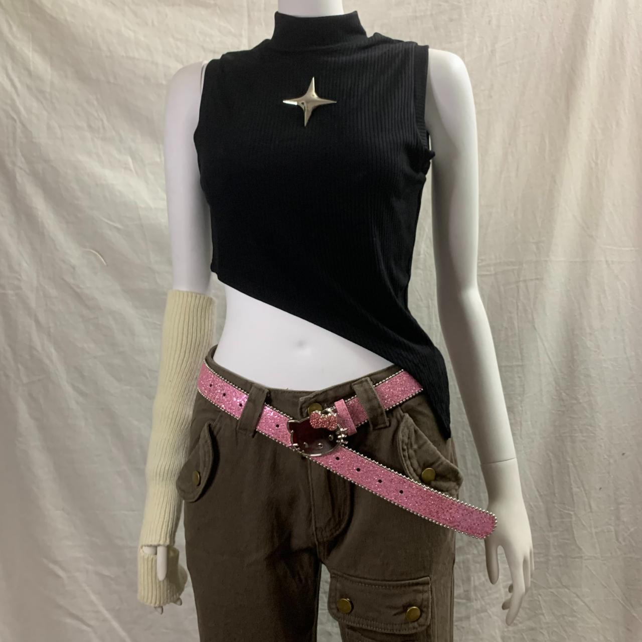 oos cute pink glitter belt, punk belt (bucklet is... - Depop