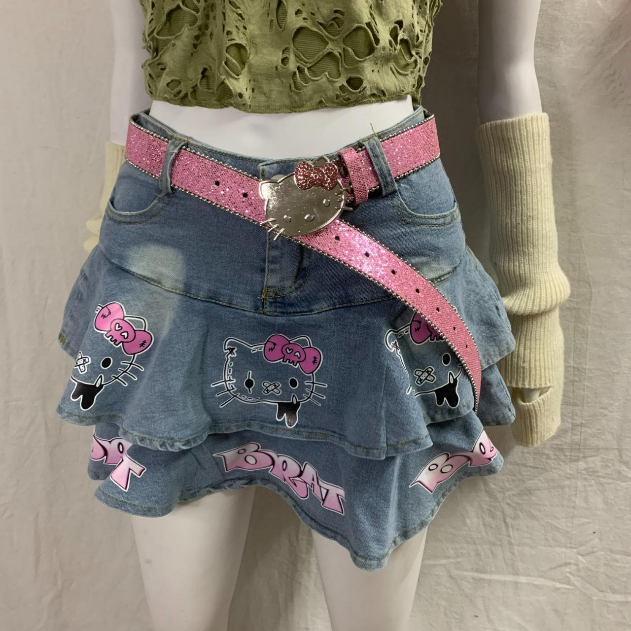 oos cute pink glitter belt, punk belt (bucklet is... - Depop