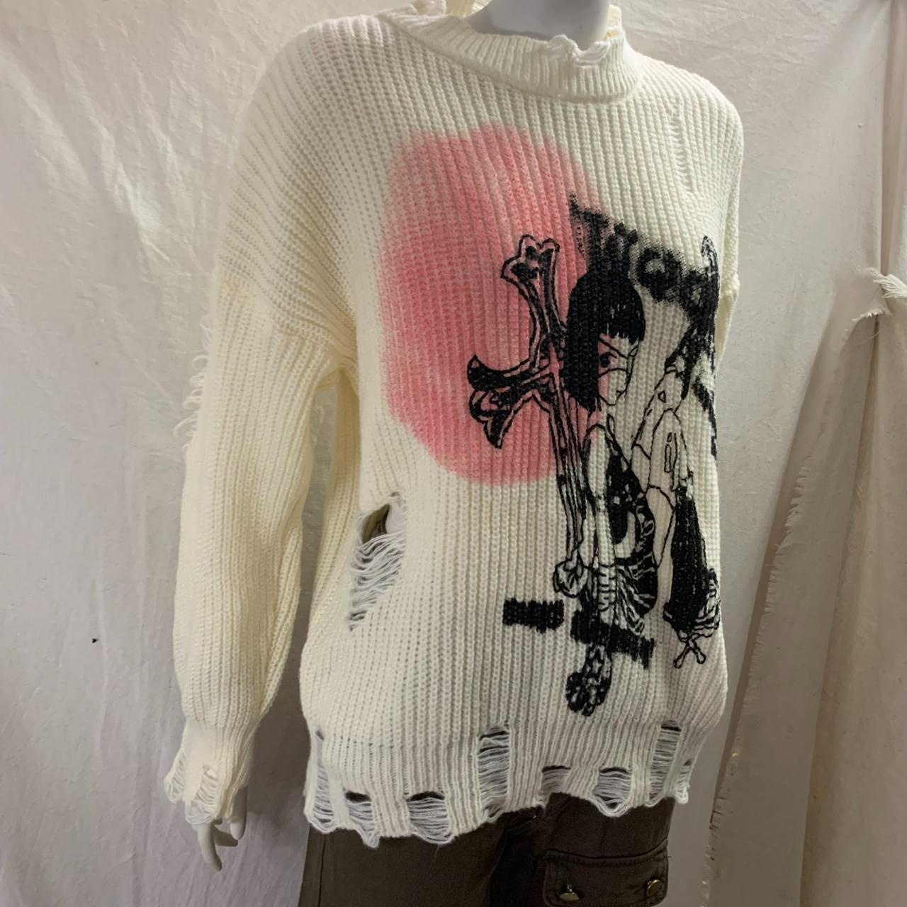 00S punk print punk top, white rock sweater(Top... - Depop