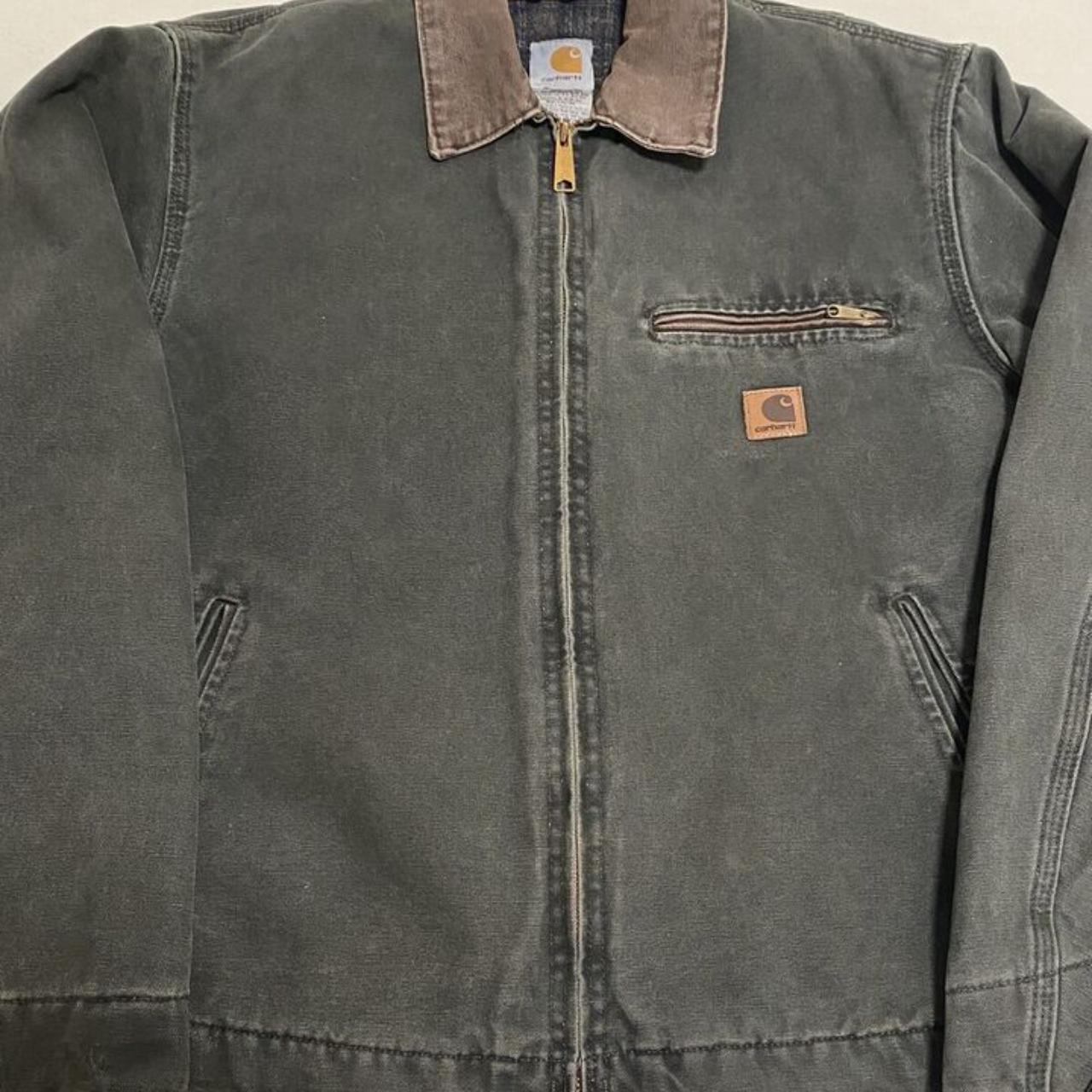 Vintage Carhartt Detroit Jacket J97 MOSS Green... - Depop