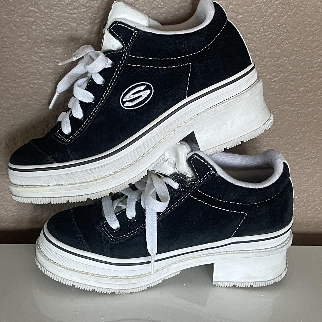 Vintage Skechers 90s platform suede leather shoe... - Depop