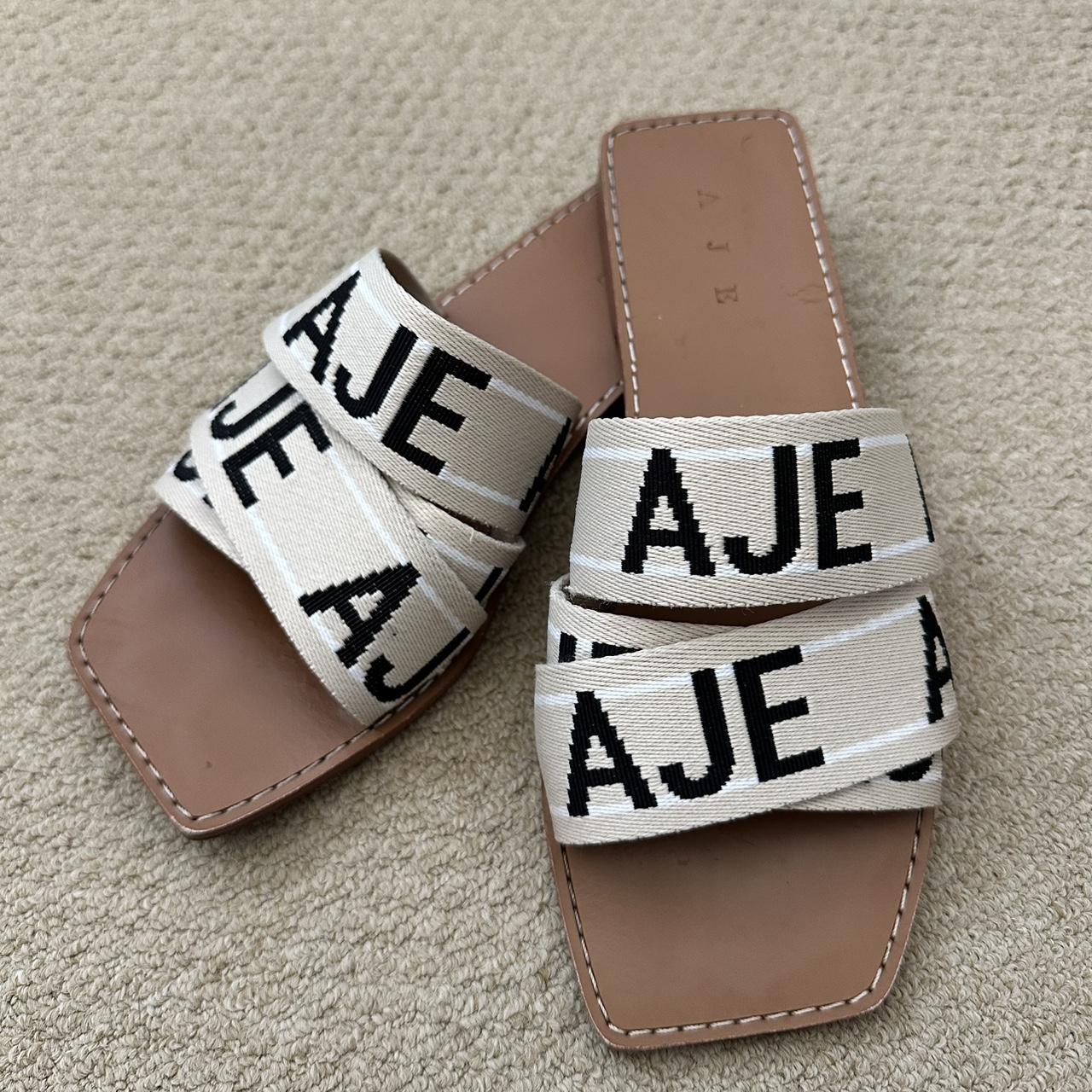 Anais Logo Slide - TAN/NATURAL Size 38 Worn but... - Depop