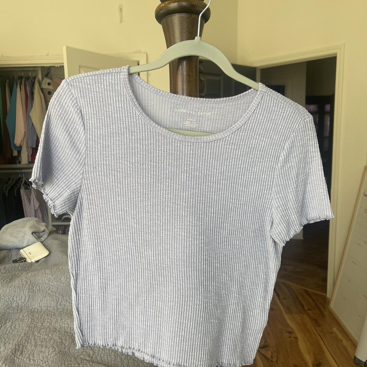 American Eagle baby blue tee -very stretchy and... | Depop