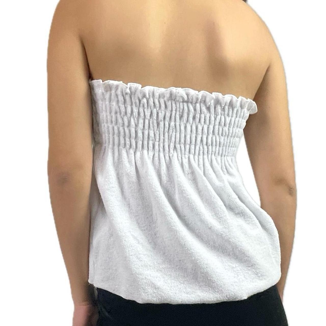 White 2000's terry cloth tube top by glam 10/10... - Depop