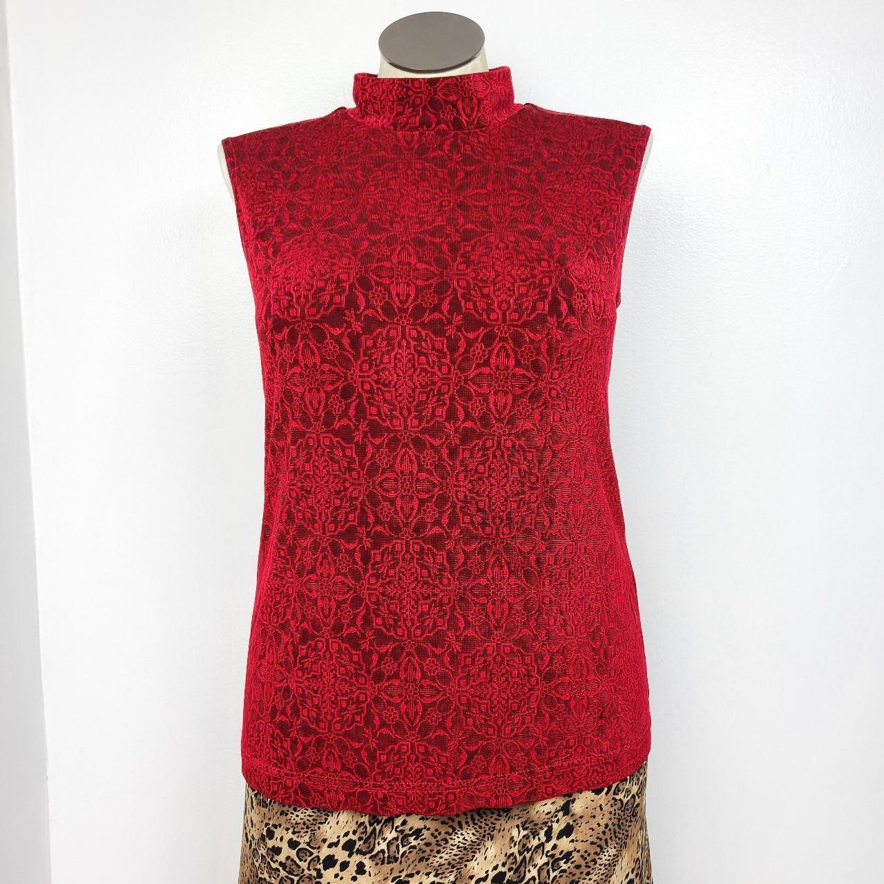 Y2K red stretchy top ️ Vintage Y2K red stretchy... - Depop