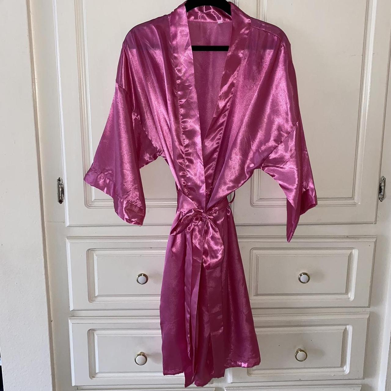HOT PINK SATIN ROBE WORN ONCE - Depop