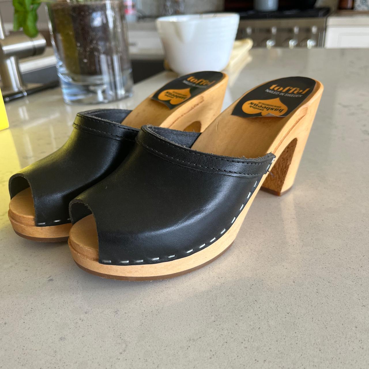 Swedish Hasbeens Black Clogs Size 36 in Black... - Depop