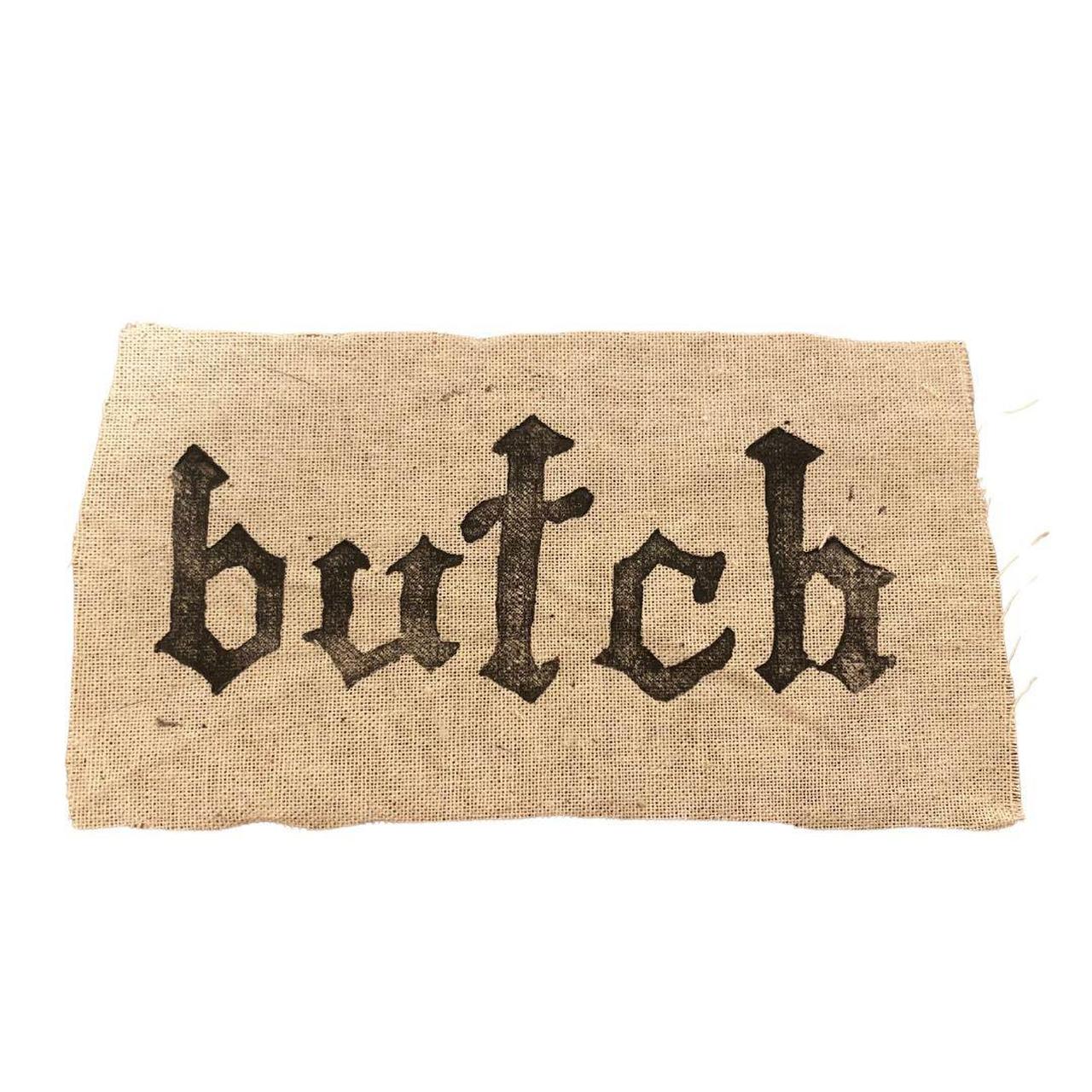 block print “butch” patch on canvas. done by me w... - Depop