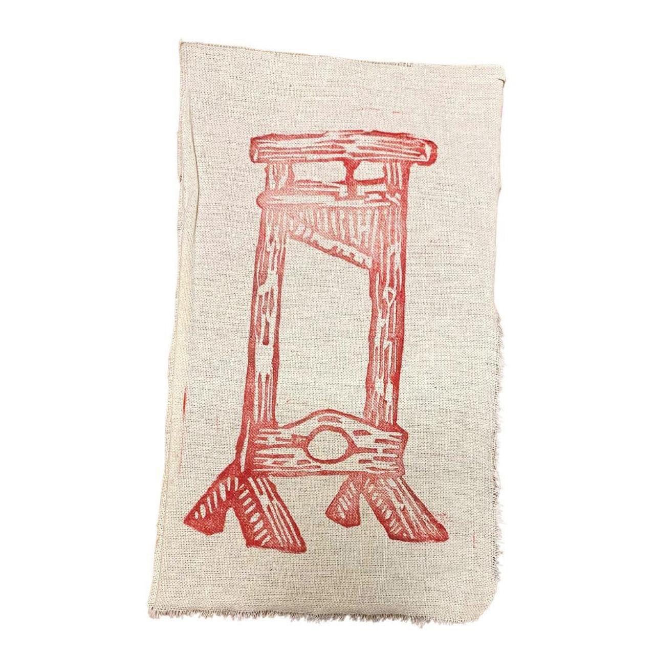 guillotine block print patch on canvas. hand carved... | Depop
