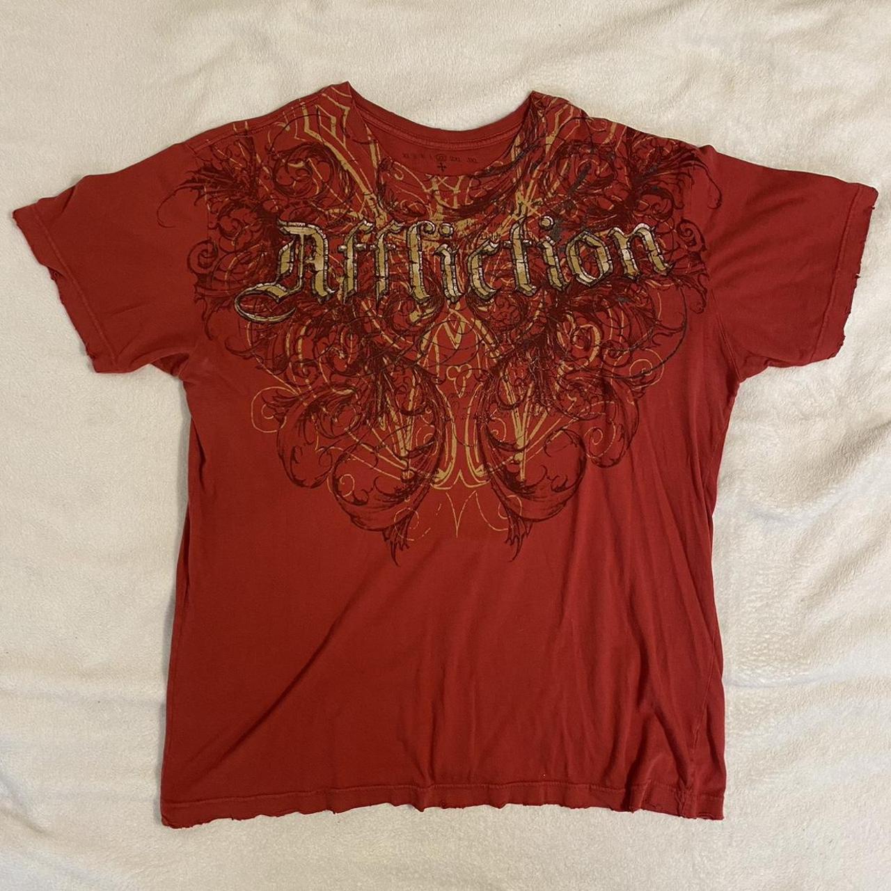 distressed double sided red affliction XL. rare in... - Depop