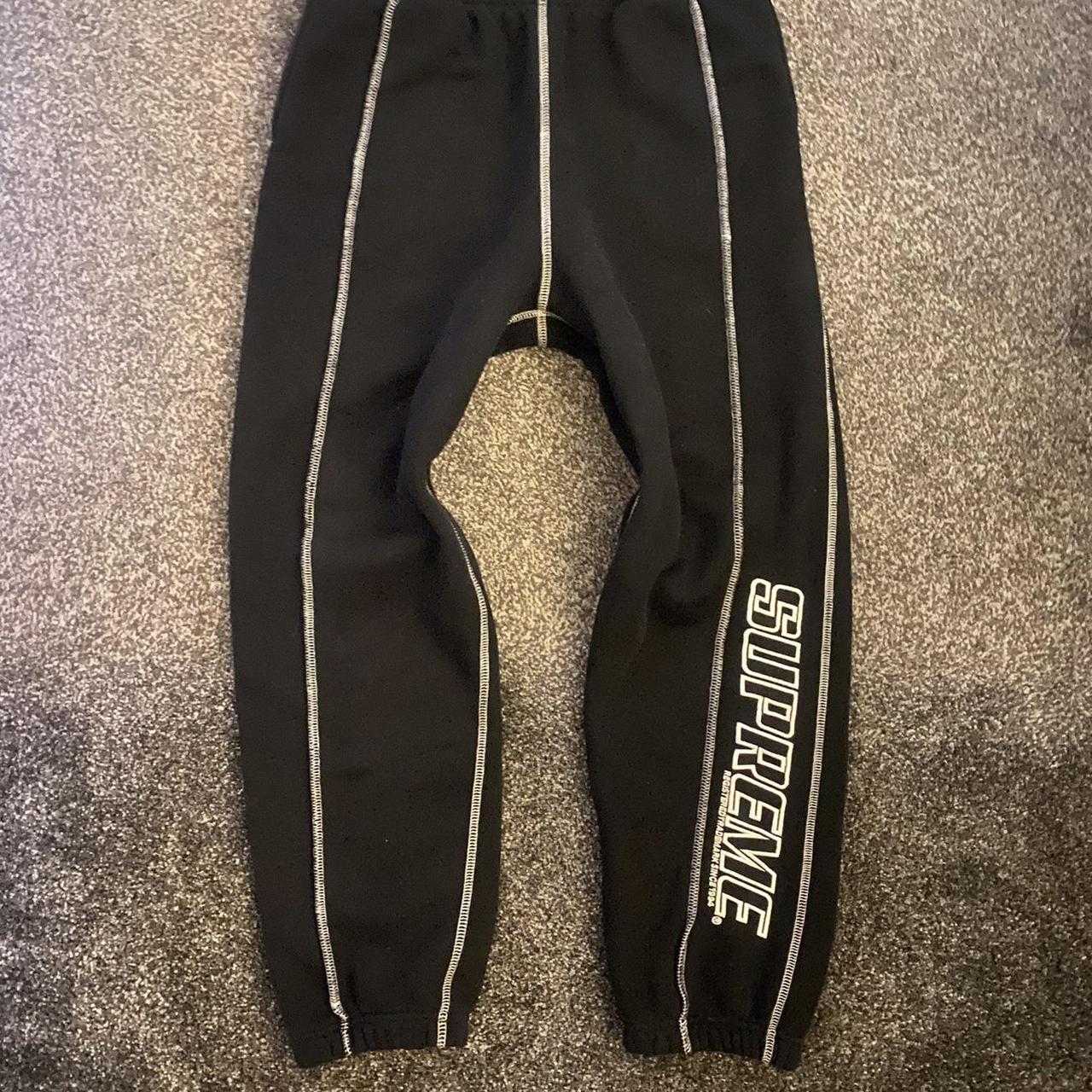 Black and white Supreme Coverstitch tracksuit, brand... | Depop