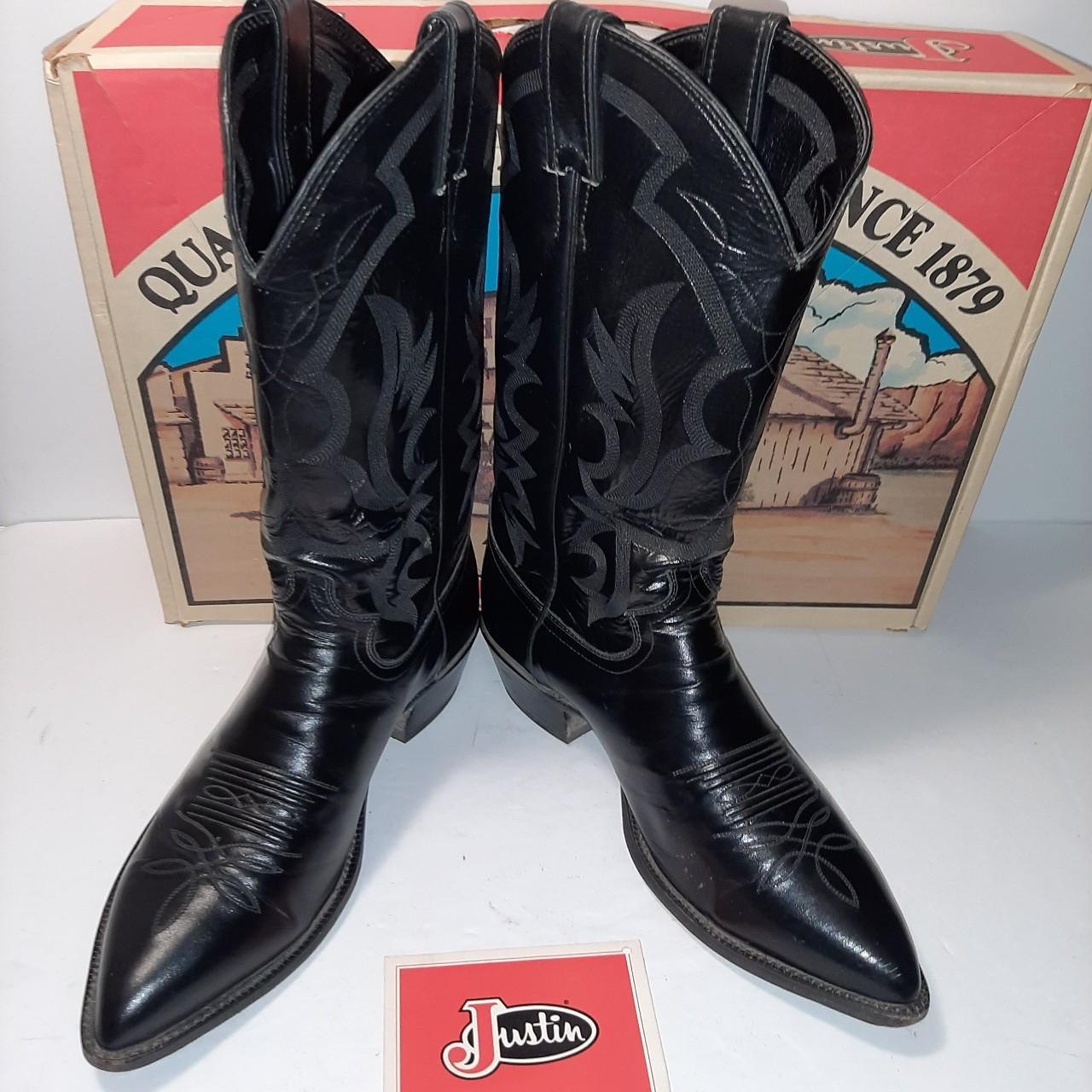 Justin Black leather lizard boots with superb... - Depop