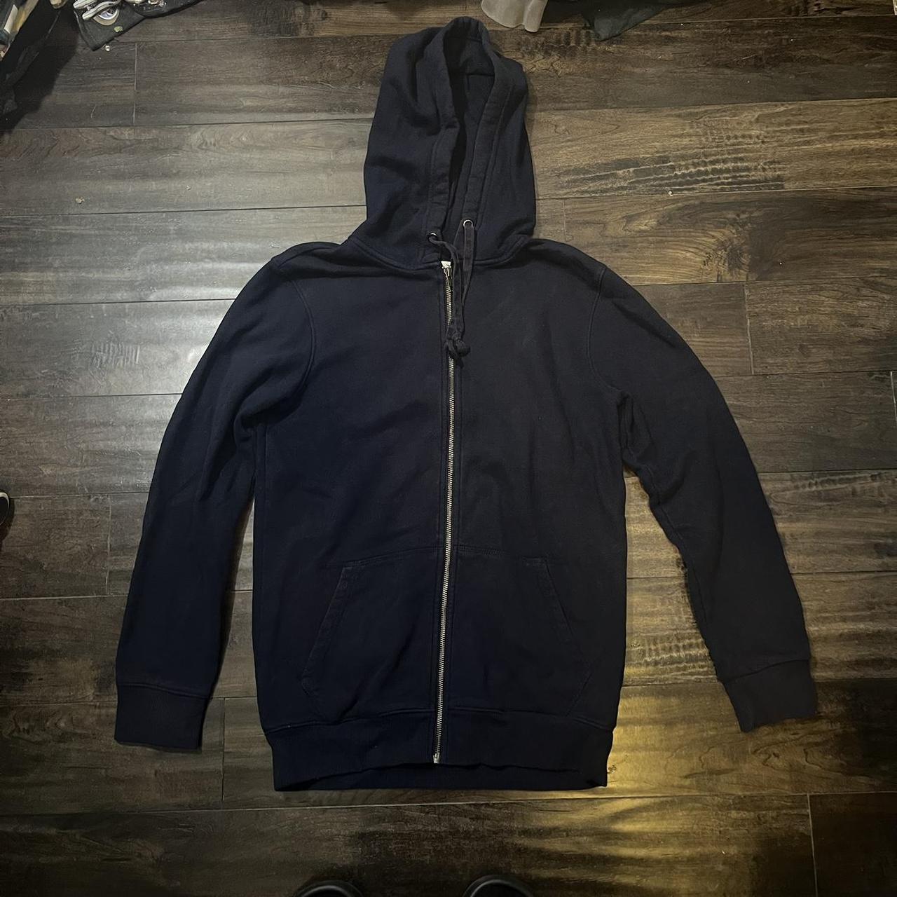Goodfellow navy blue zip-up Size - Small Great... - Depop