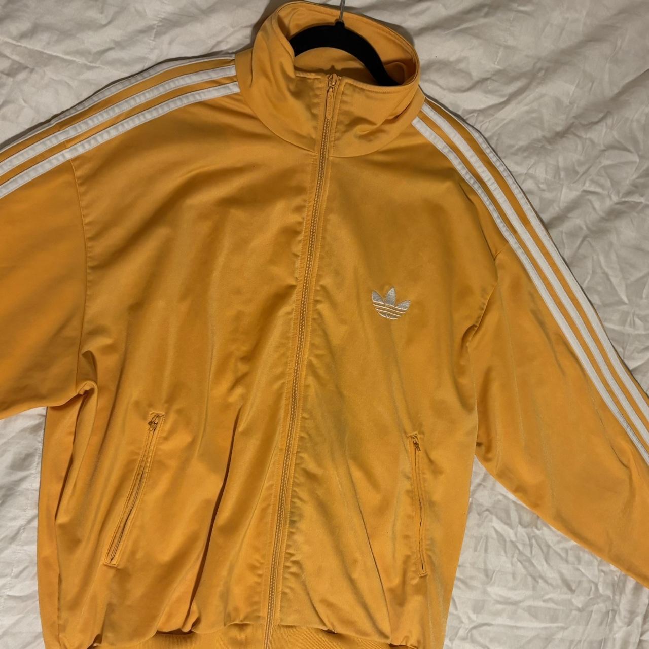 Oversized adidas yellow track suit jacket. XL - Depop