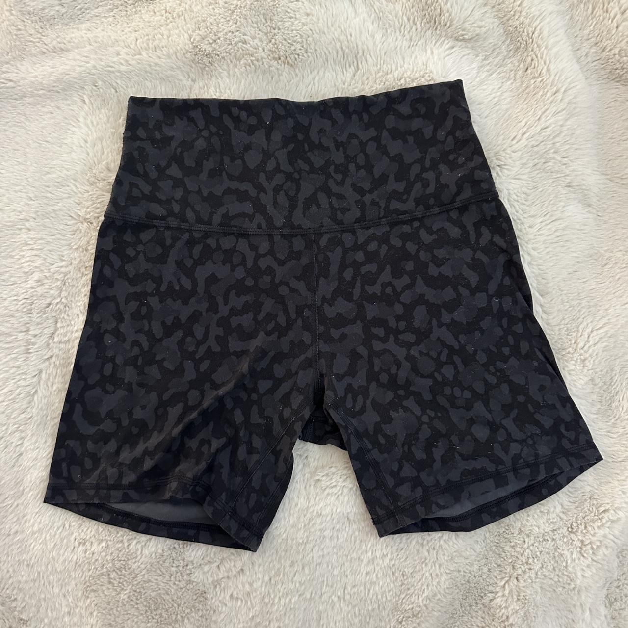 Black leopard print Lululemon bike shorts #activewear | Depop