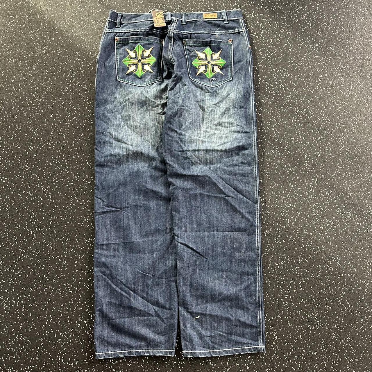 Baggy dead stock y2k wide leg knockout jeans... | Depop