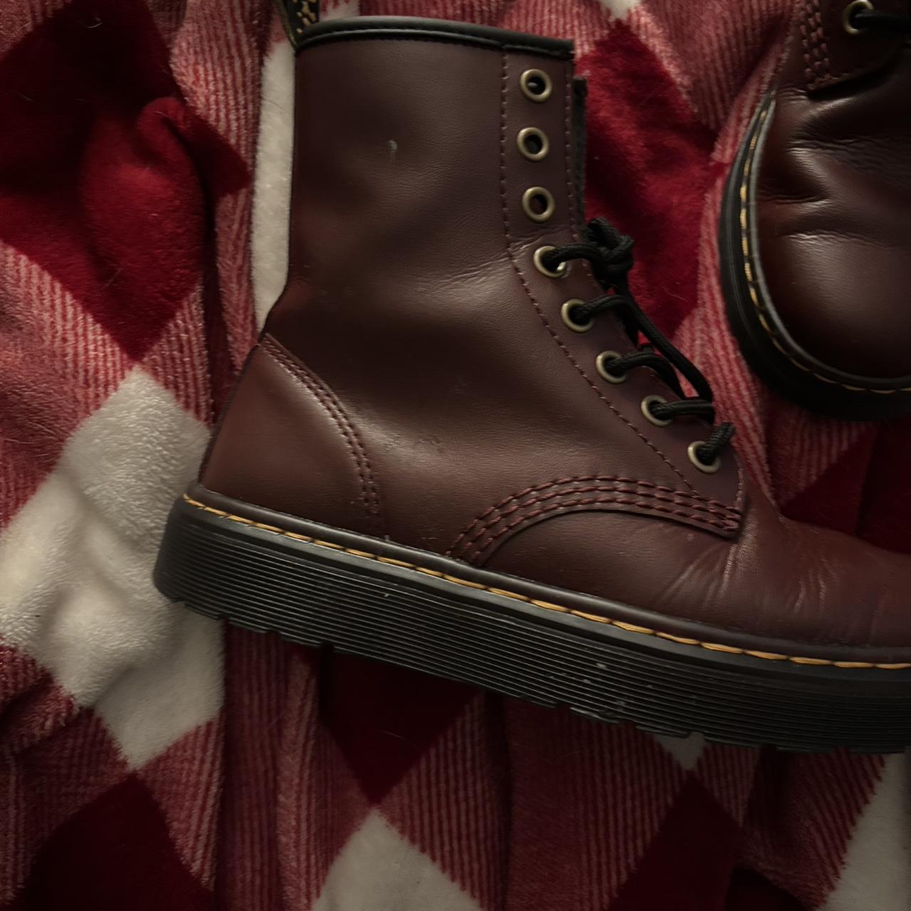 Dark red leather Dr. Martens boots worn like 5 times... - Depop