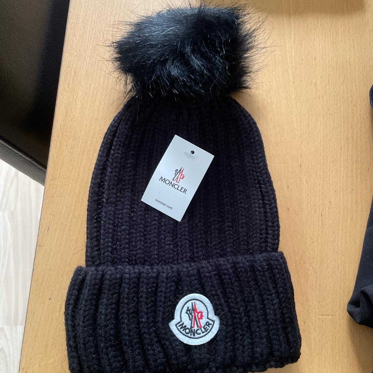 Moncler hat black one size #moncler #hat - Depop