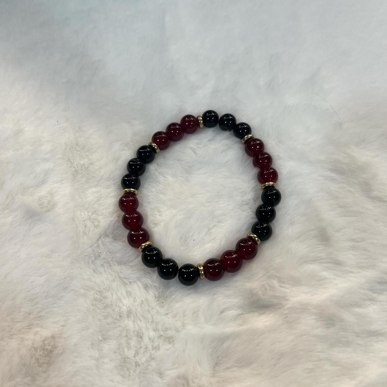 Red and black bracelet with gold accents ♥️🖤 #bracelets | Depop