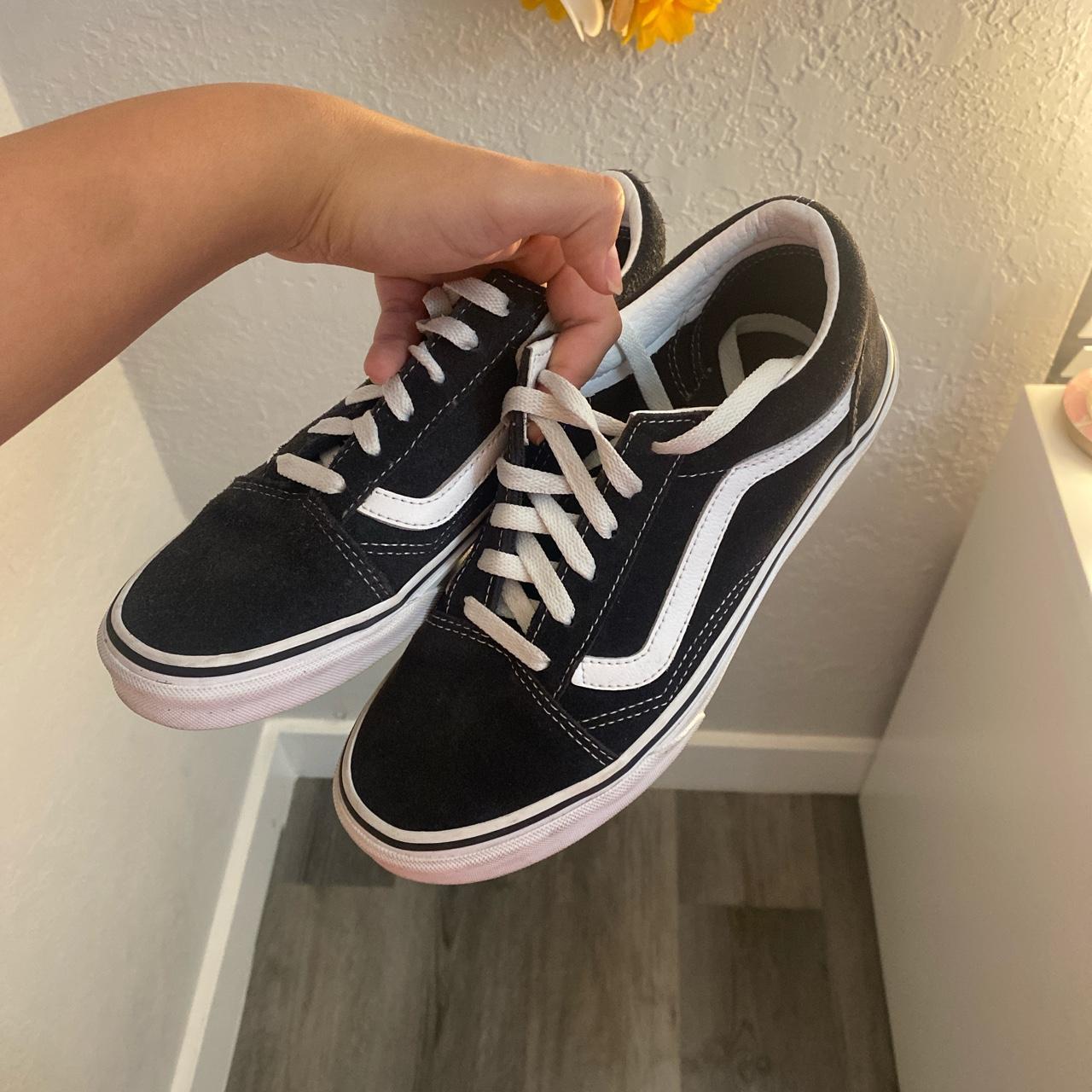 Washed dark grey vans size 5.5 juniors ( fits a 7.5... - Depop