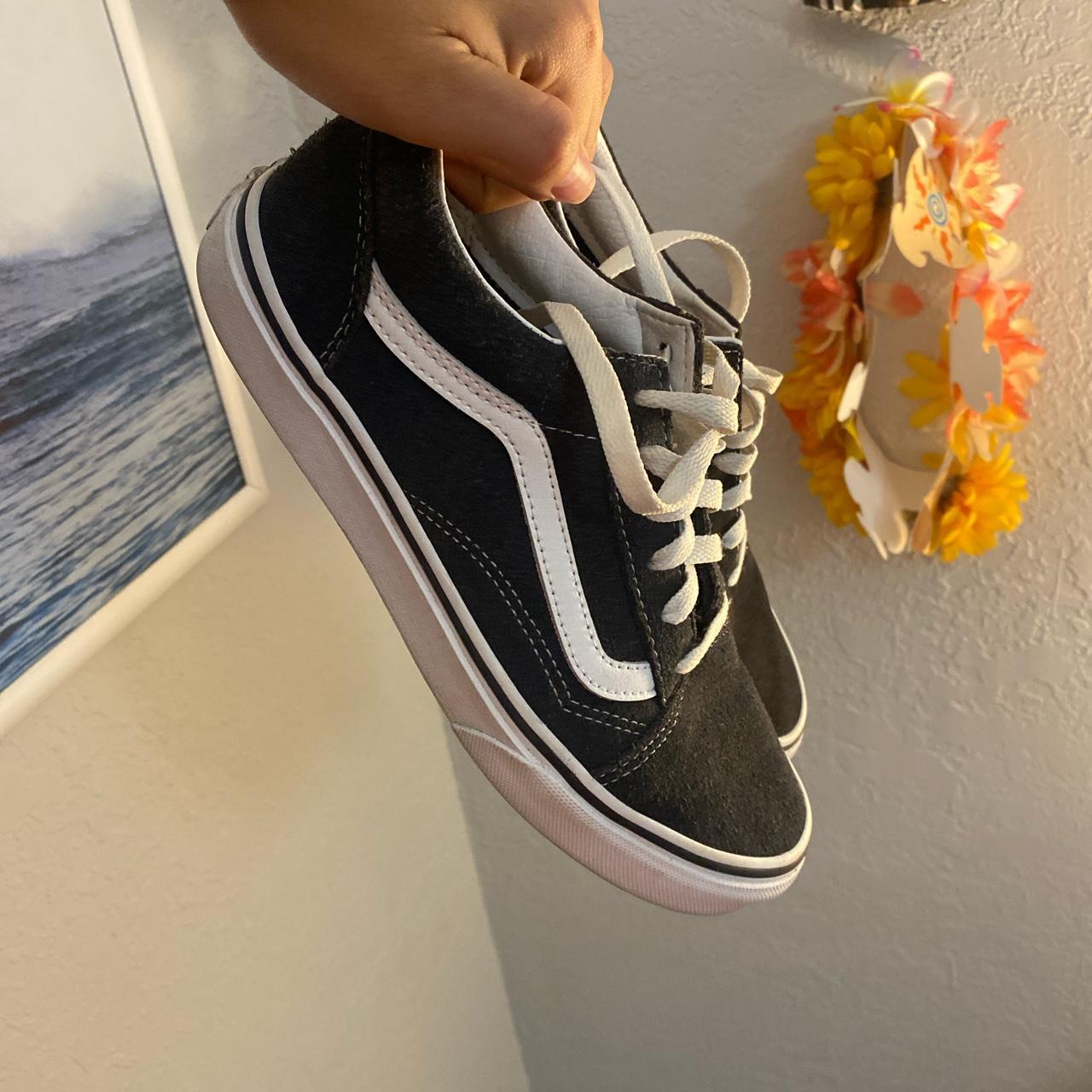 Washed dark grey vans size 5.5 juniors ( fits a 7.5... - Depop