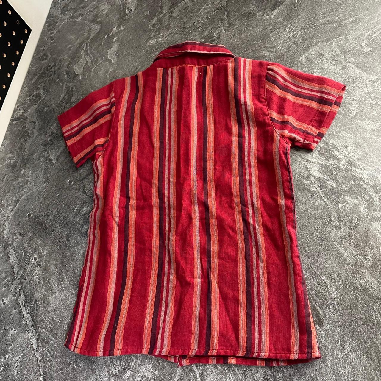 White Fawn Red Striped Button Up Shirt from... - Depop